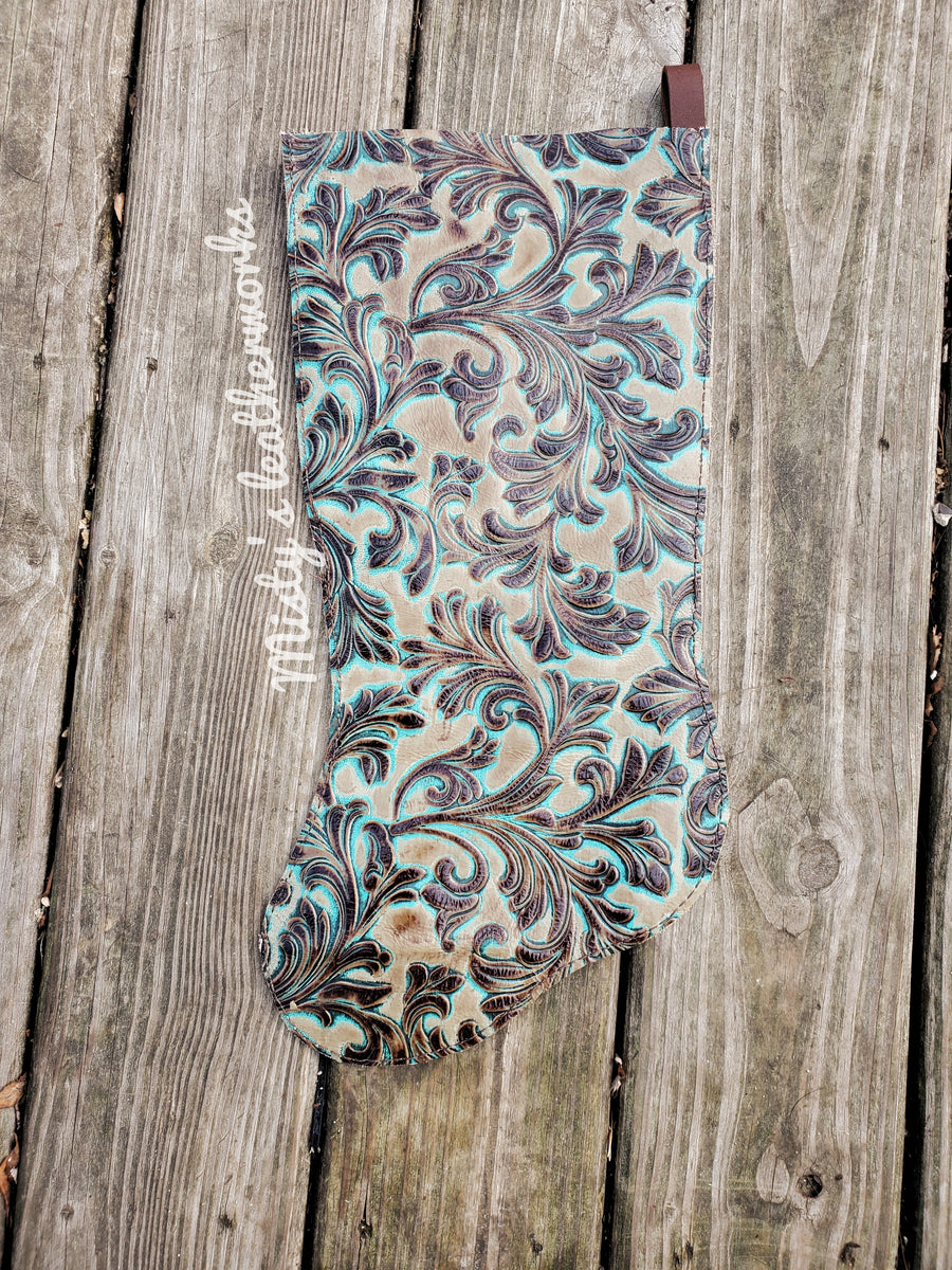 Floral embossed Christmas stocking – Misty's Leatherworks